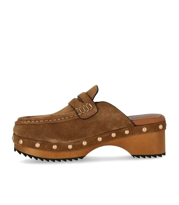 MISS OLIVIA Noemi Suede Clogs With Stud Detailing