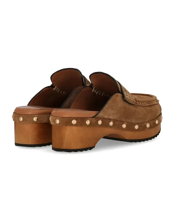 MISS OLIVIA Noemi Suede Clogs With Stud Detailing