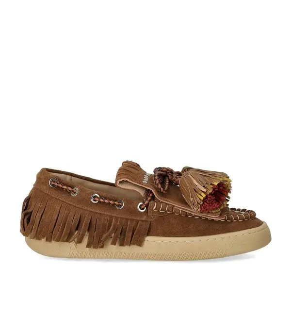 Elena Iachi Suede Loafers With Fringe And Tassels