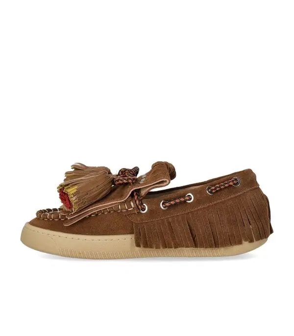 Elena Iachi Suede Loafers With Fringe And Tassels