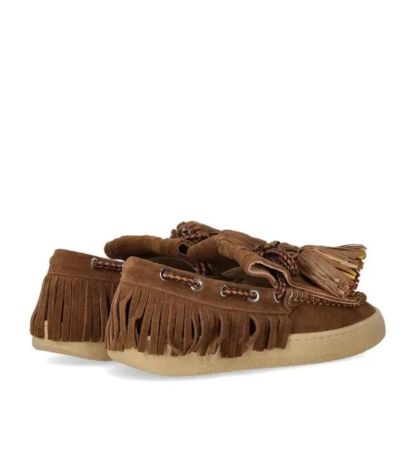 Elena Iachi Suede Loafers With Fringe And Tassels