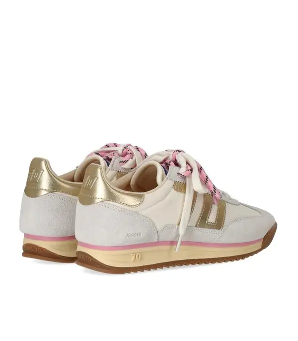 BACK 70 Jogger Sneakers In Cream Leather And Suede