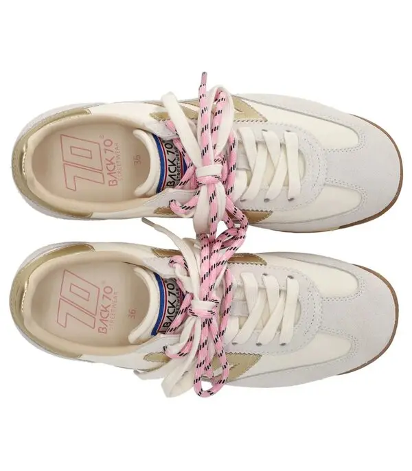 BACK 70 Jogger Sneakers In Cream Leather And Suede