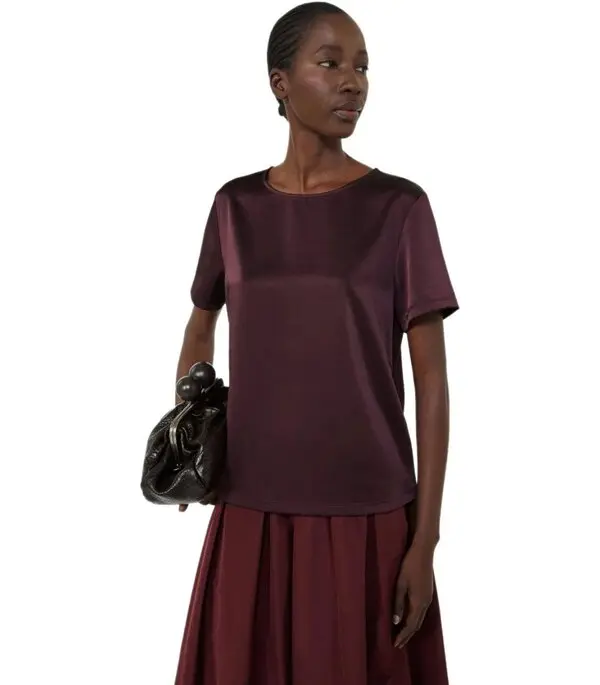 Max Mara Burgundy Satin And Lyocell Blouse - Red
