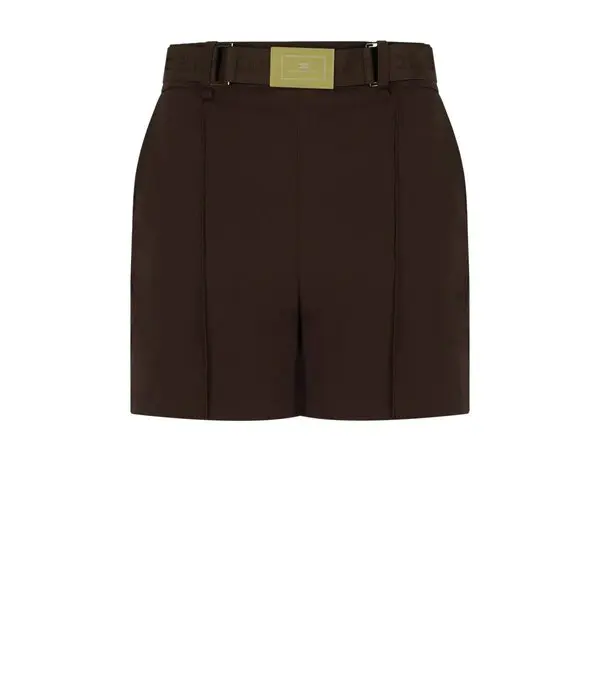 Elisabetta Franchi Bi-elastic Technical Fabric Belted Shorts