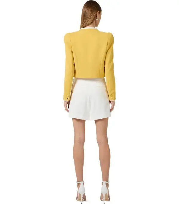 Elisabetta Franchi Gabardine Shorts With Detachable Logo Chain