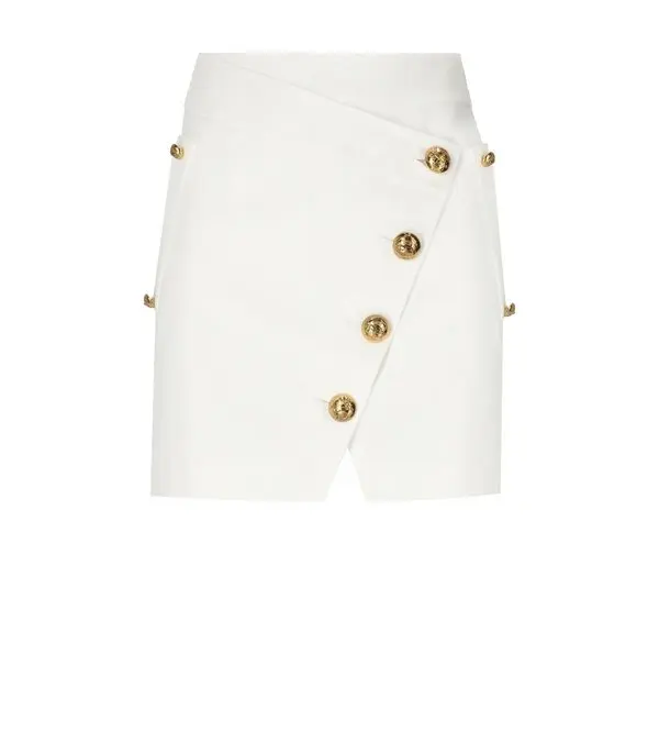 Elisabetta Franchi Asymmetrical Mini Skirt With Gold Buttons - Ivory