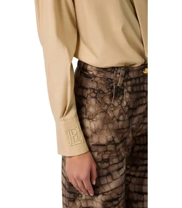 Elisabetta Franchi Cotton Shirt With Tie And Embroidered Logo