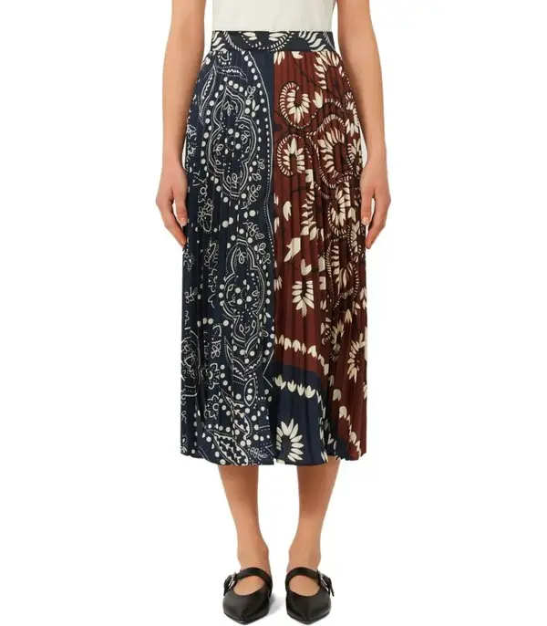 Max Mara Printed Pleated Midi Skirt