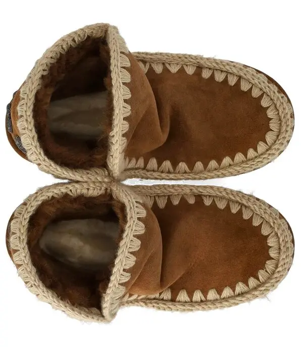Mou Eskimo Glitter Logo Suede Ankle Boots - Brown