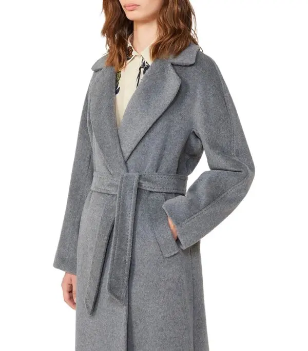 Max Mara Tempera Belted Wool Blend Coat - Grey