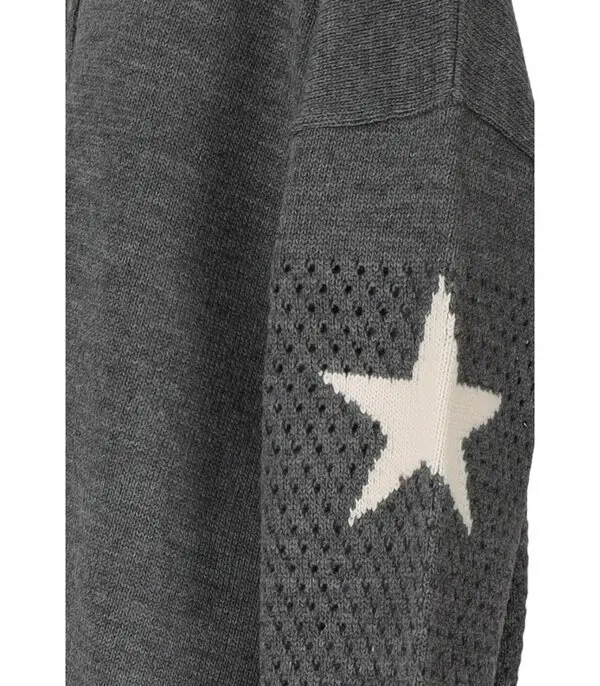 K.K. Oversized Maxi Cardigan With Jacquard Elbows