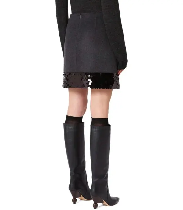 Max Mara Wool Skirt With Sequin Hem