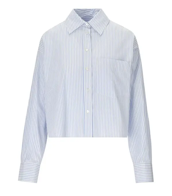 Max Mara Eden Striped Cotton Poplin Shirt - Light Blue