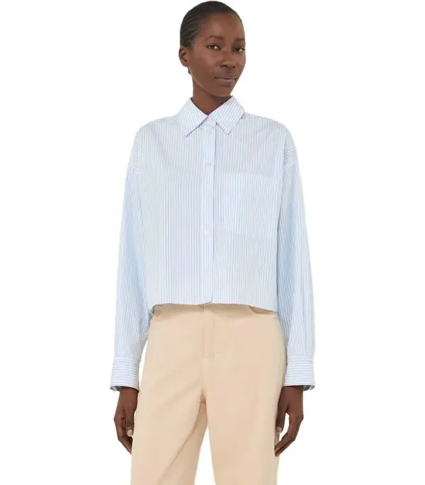 Max Mara Eden Striped Cotton Poplin Shirt - Light Blue
