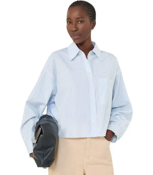 Max Mara Eden Striped Cotton Poplin Shirt - Light Blue