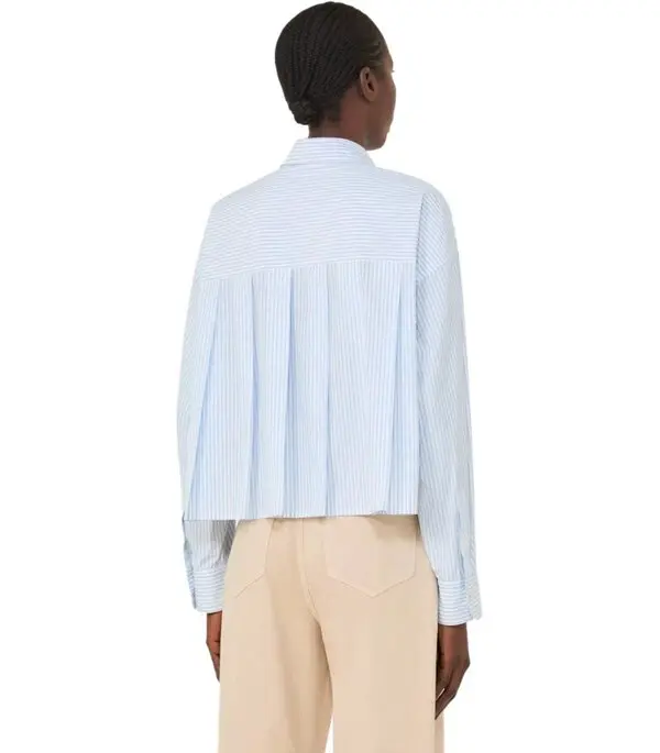 Max Mara Eden Striped Cotton Poplin Shirt - Light Blue