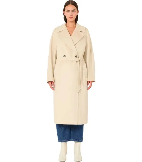 Max Mara Resina Belted Wool Coat - Ivory