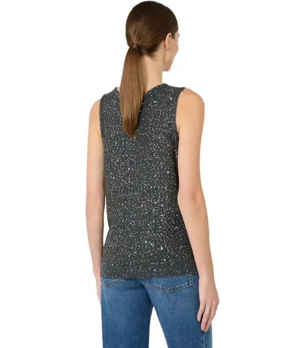 Max Mara Sleeveless Sequin Embellished Knit Top