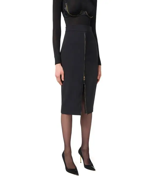 Elisabetta Franchi Zip Detailed Midi Skirt