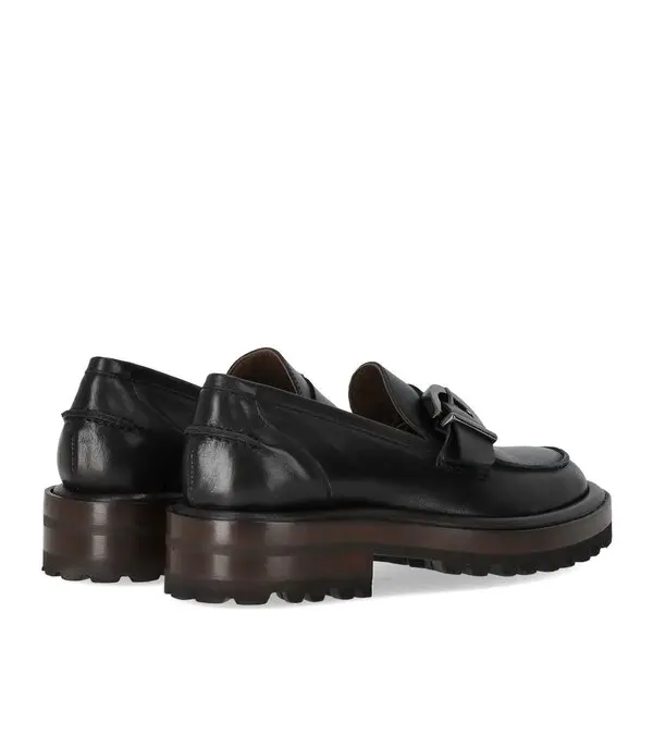 Duccio Del Duca Leather Loafers With Metal Buckle