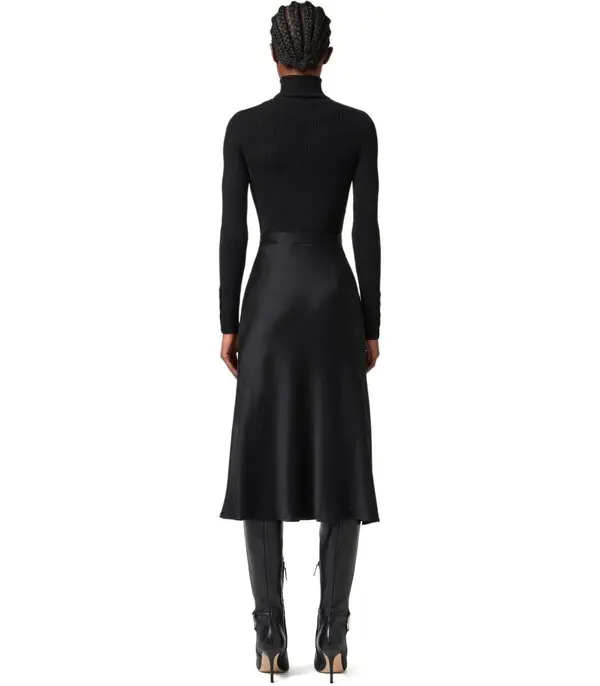 Elisabetta Franchi Ribbed Knit And Satin Midi Dress