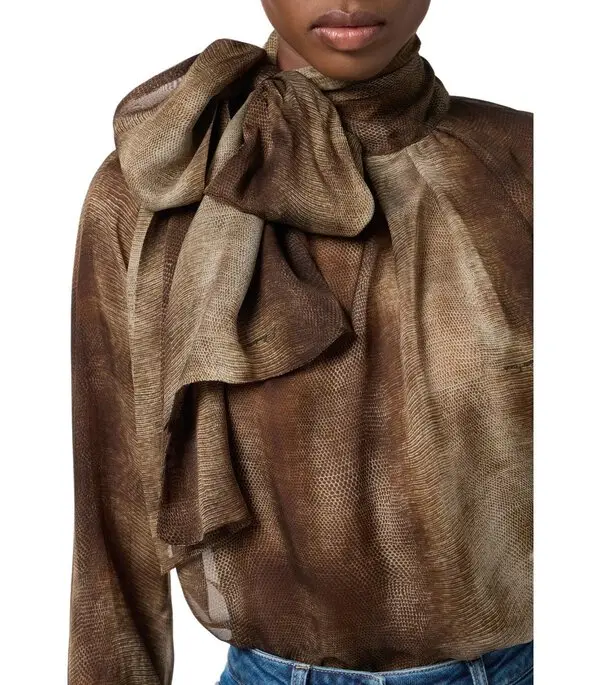 Elisabetta Franchi Lizard Print Silk Blouse