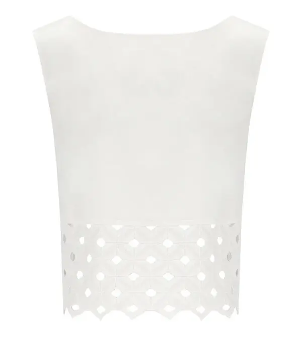 Max Mara Cotton-blend Poplin Top With Macramé Lace Hem - White