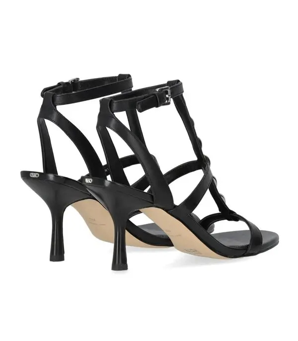 Michael Kors Nara Leather Studded Heeled Sandals - Black