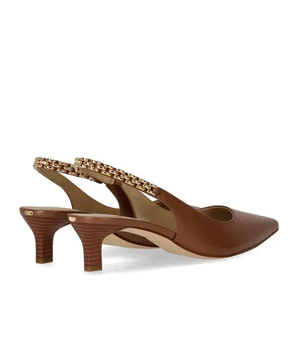 Michael Kors Marcia Slingback Kitten Heel Pumps - Tan