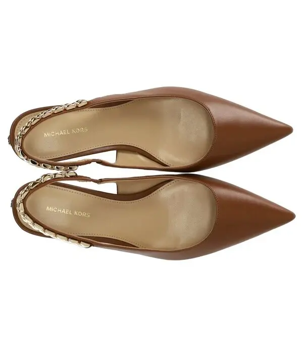 Michael Kors Marcia Slingback Kitten Heel Pumps - Tan