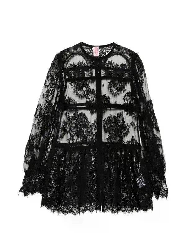 FETICO Lace-panelled Peplum-hem Blouse