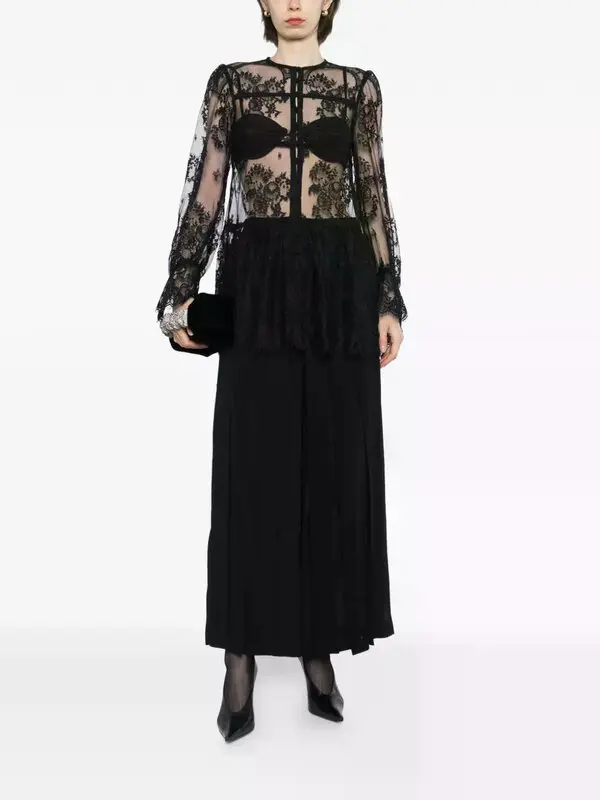 FETICO Lace-panelled Peplum-hem Blouse