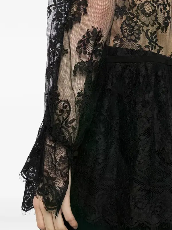 FETICO Lace-panelled Peplum-hem Blouse