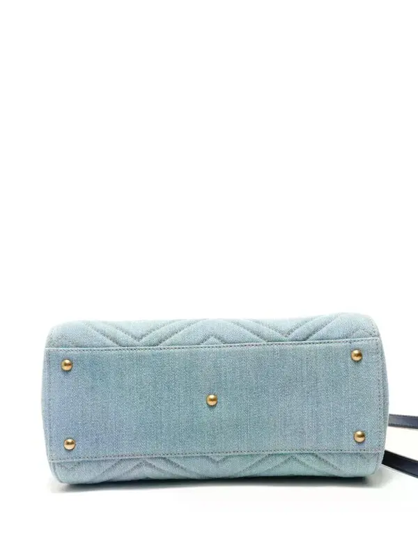 Gucci Gg Marmont Matelassé Chevron Denim Handbag
