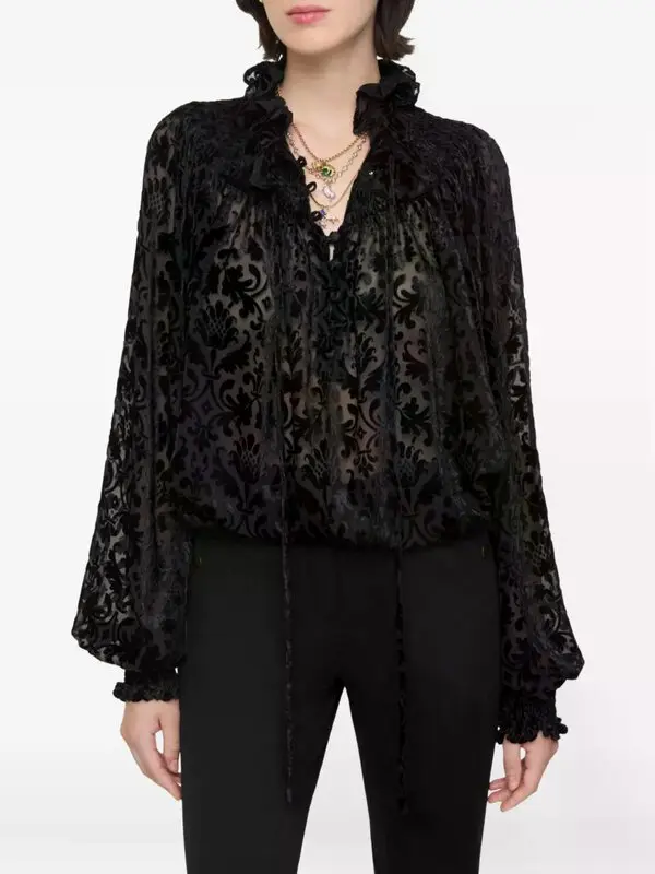 Burberry Devoré Pattern Ruffled Blouse