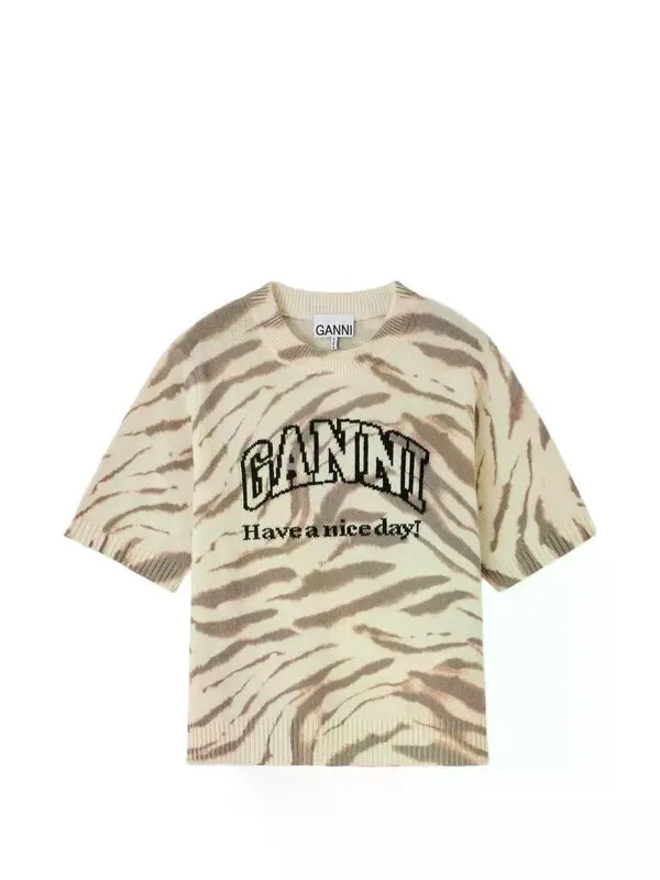 GANNI Short-sleeve Sweater - Neutrals
