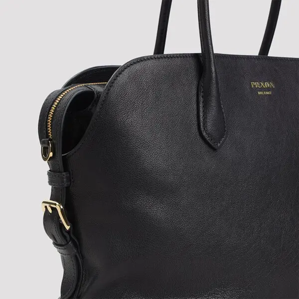 Prada Leather Shopping Bag With Printed Logo