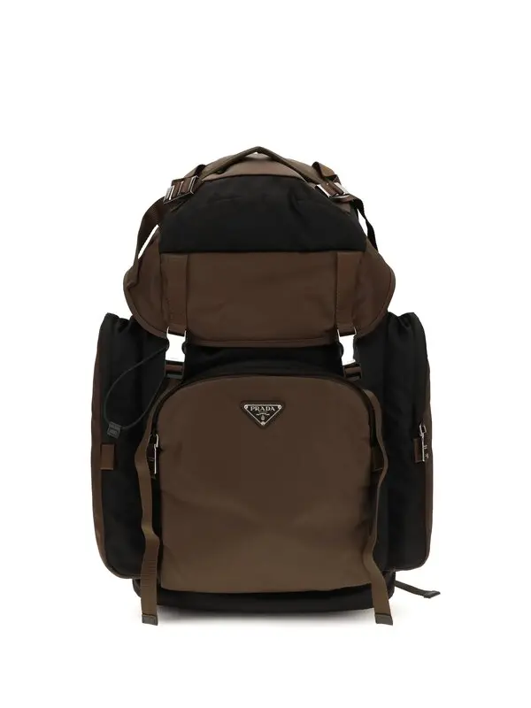 Prada Re-nylon Backpack With Enameled Triangle Logo - Brown