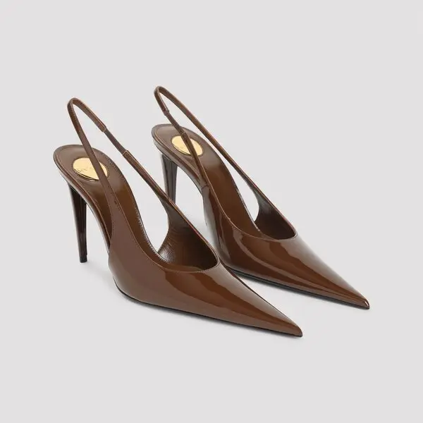 Saint Laurent Guermantes Pointed Slingback Pumps - Brown