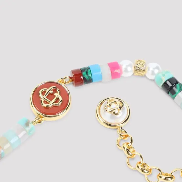 Casablanca Multi Bead Bracelet With Logo Charm