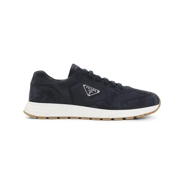 Prada Suede And Re-nylon Lace-up Sneakers - Blue