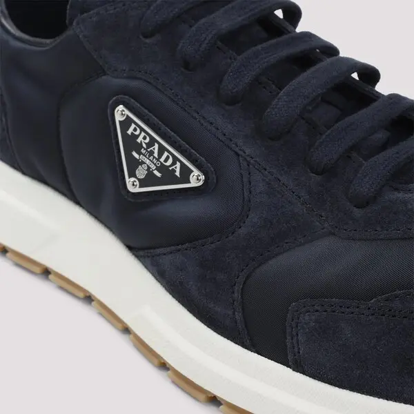 Prada Suede And Re-nylon Lace-up Sneakers - Blue