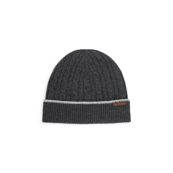 Kiton Cable-knit Beanie In Wool-cashmere Blend - Gray