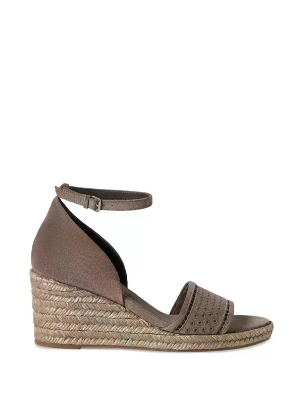Brunello Cucinelli Suede Espadrille Wedges With Broderie Anglaise Detail