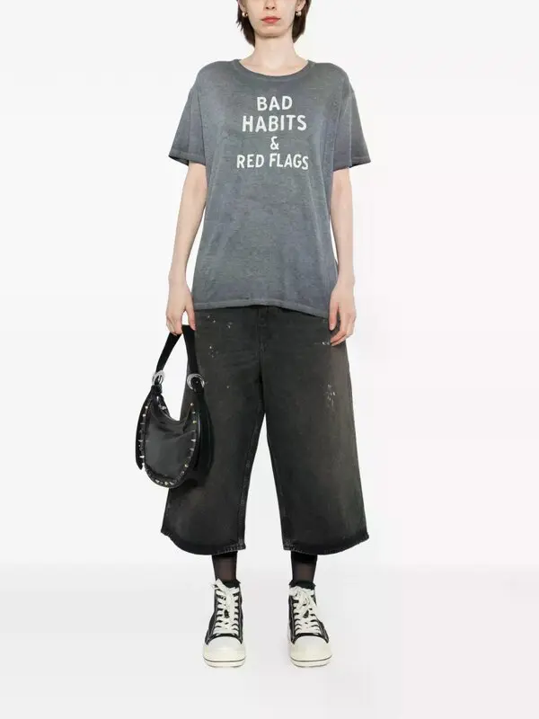 R13 Washed-effect Slogan Print T-shirt
