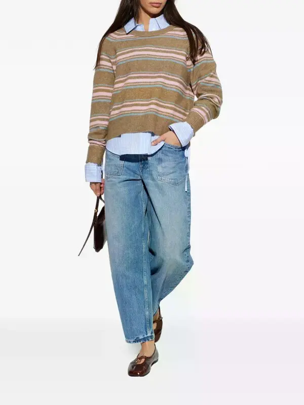 SAMSOE SAMSOE Striped Raglan-sleeve Sweater