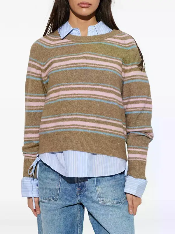 SAMSOE SAMSOE Striped Raglan-sleeve Sweater