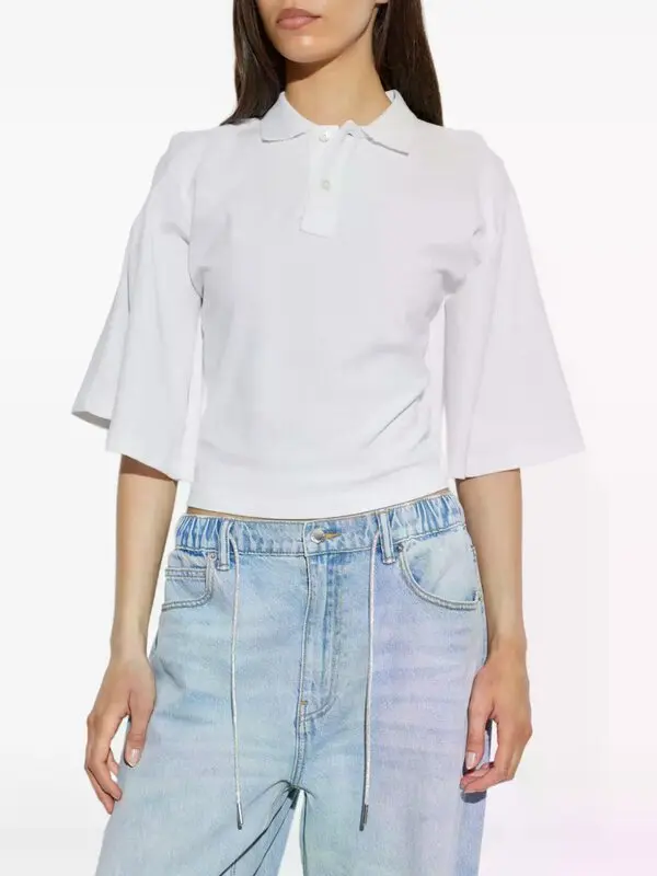 Alexander Wang Logo-embroidered Flared-sleeve Polo Shirt