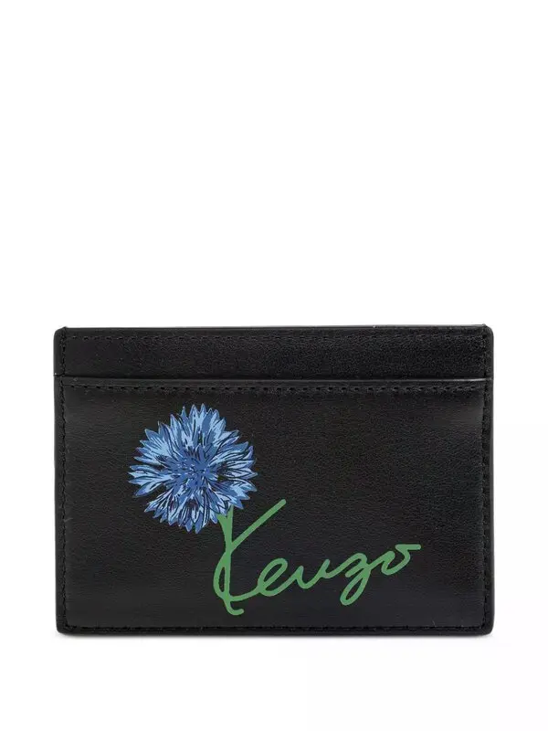 Kenzo Tulip Leather Cardholder - Black